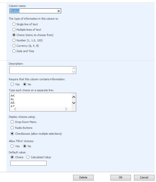 Arranging The Long List Of Choice Field Values In Parallel In Sharepoint Using Javascript